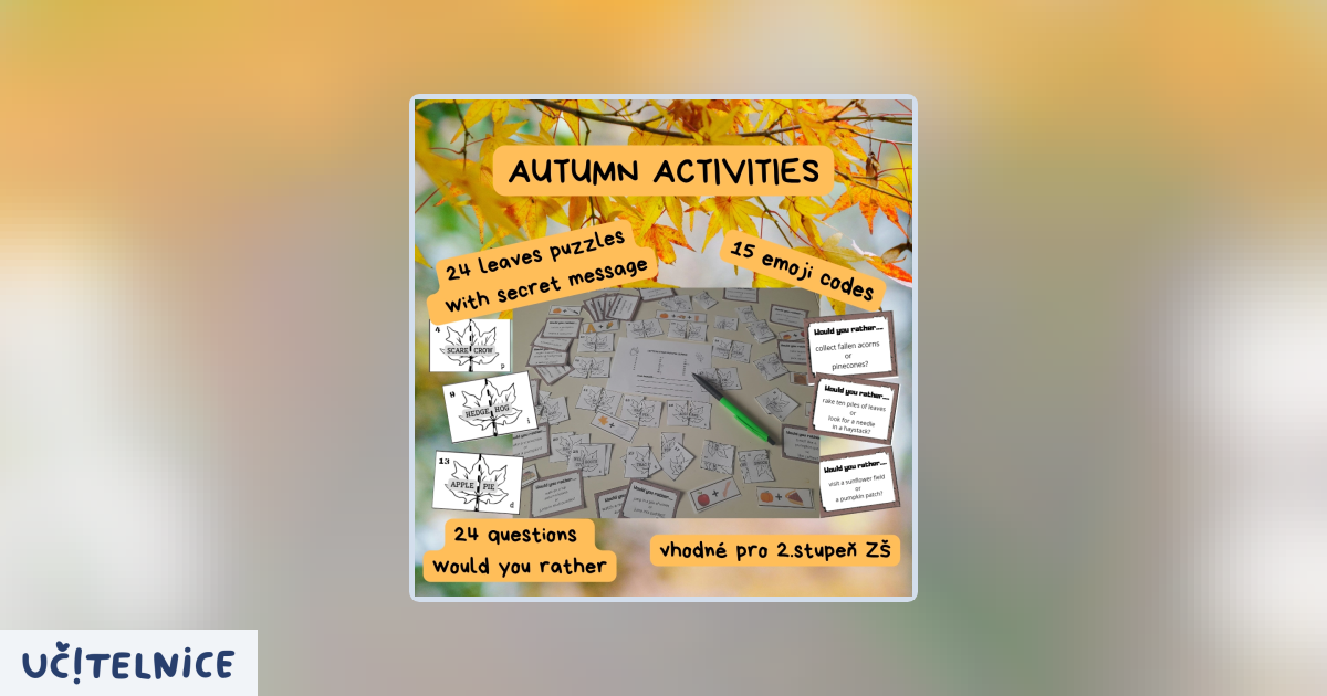 Autumn activities - leaves puzzles, questions and codes | Učitelnice