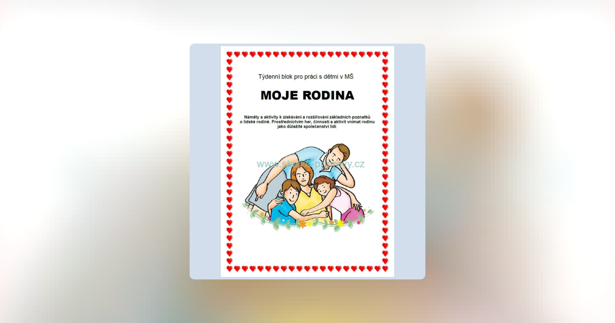 Tématický blok - MOJE RODINA | Učitelnice