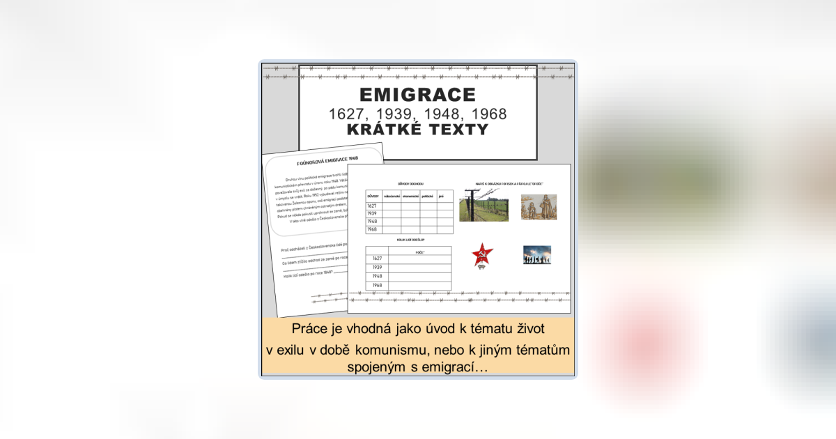 Texty k tématu emigrace/exil - 2. stupeň ZŠ | Učitelnice
