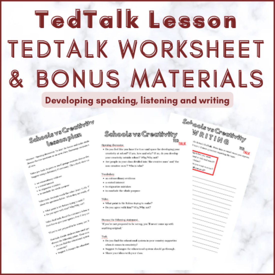 Materiál - TED Talk Lesson School vs Creativity | Plán hodiny s ...