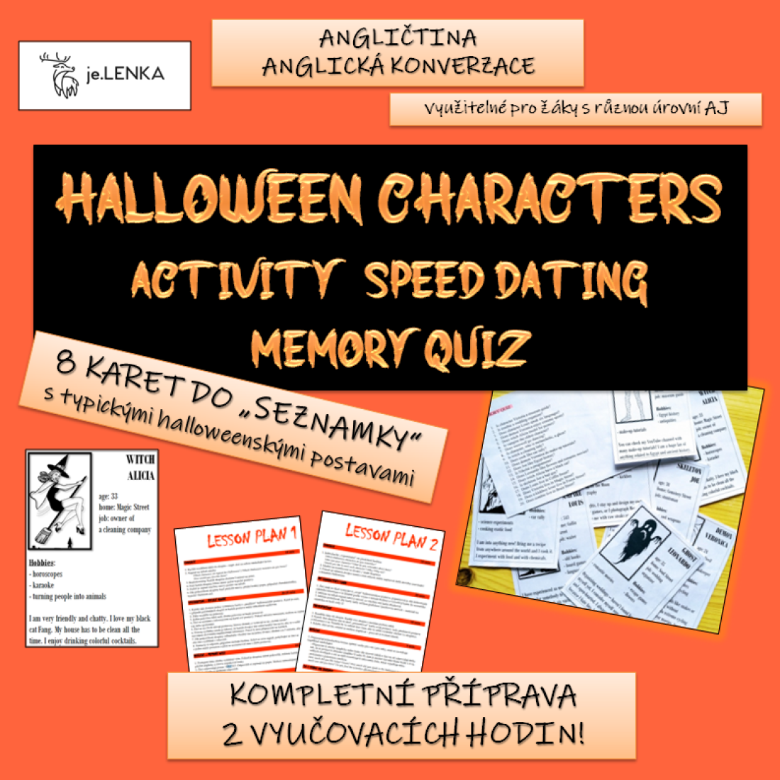 Halloween characters - speed dating, memory quiz; kompletní příprava 2 ...