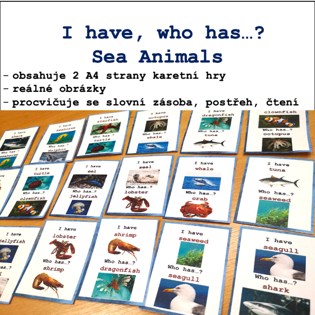 I have, who has...? Sea Animals | Učitelnice