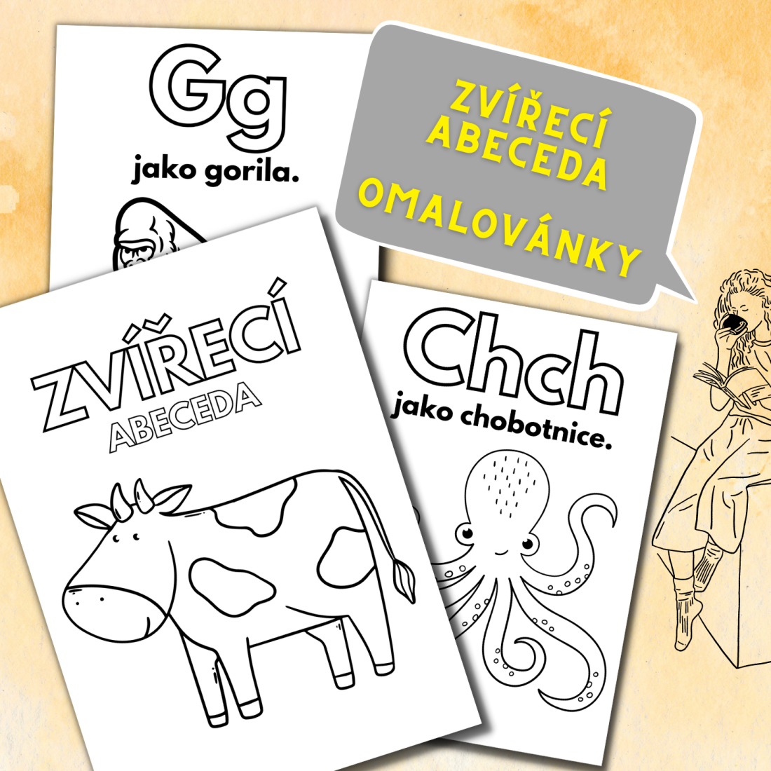 Materiál - Zvířecí abeceda - omalovánky