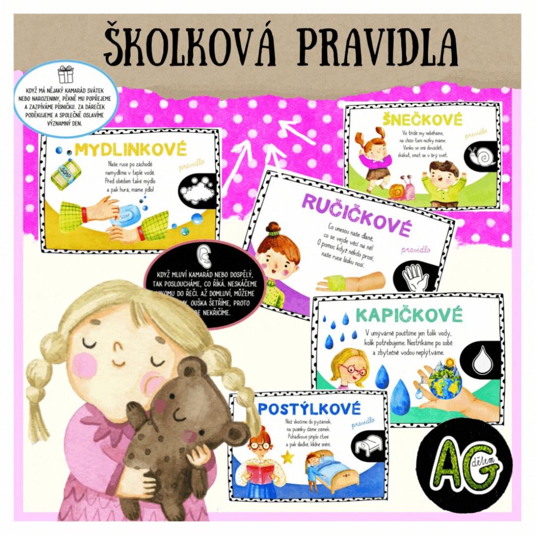 VÝZDOBA - ŠKOLKOVÁ PRAVIDLA (BÁSNIČKY NEBO TEXT) | Učitelnice
