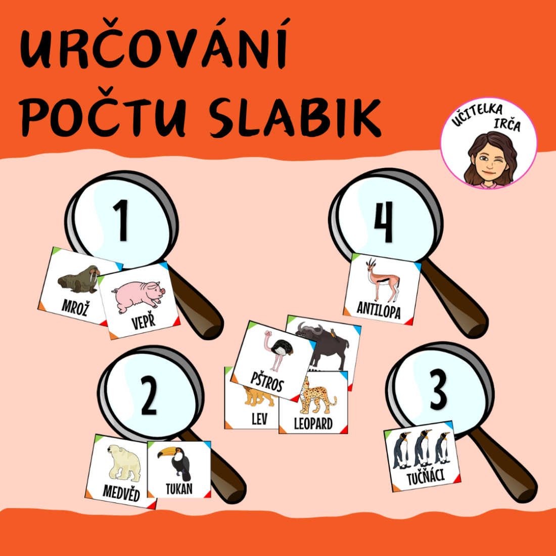 Materiál - Lupy - určování počtu slabik