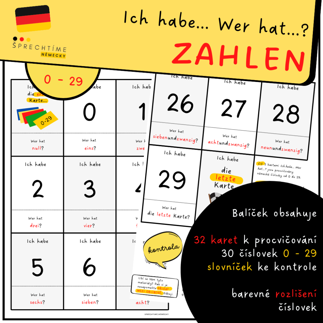 Ich habe... Wer hat...? ZAHLEN 0-29 | Učitelnice