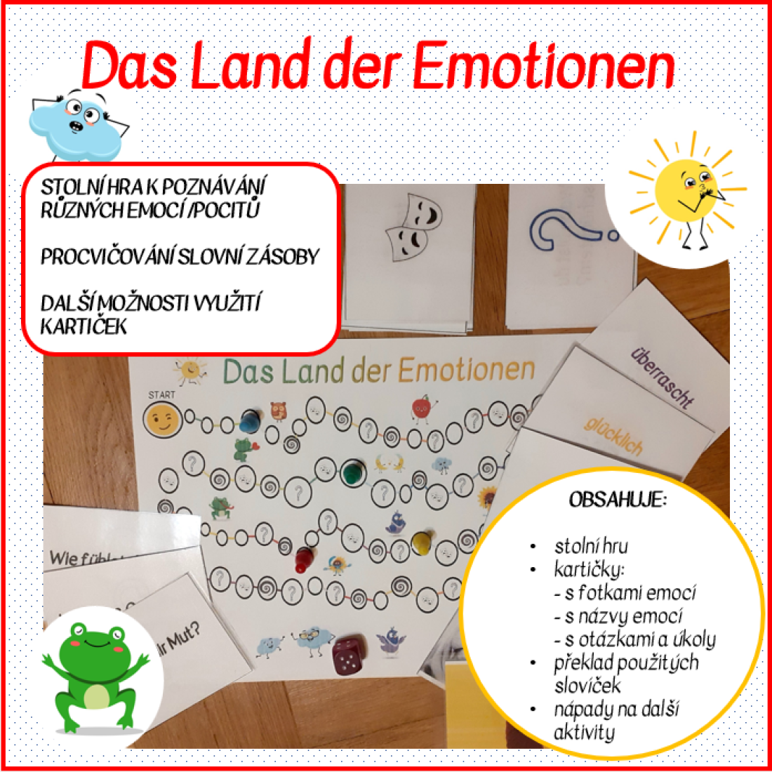 Materiál - DAS LAND DER EMOTIONEN (desková hra s kartičkami)