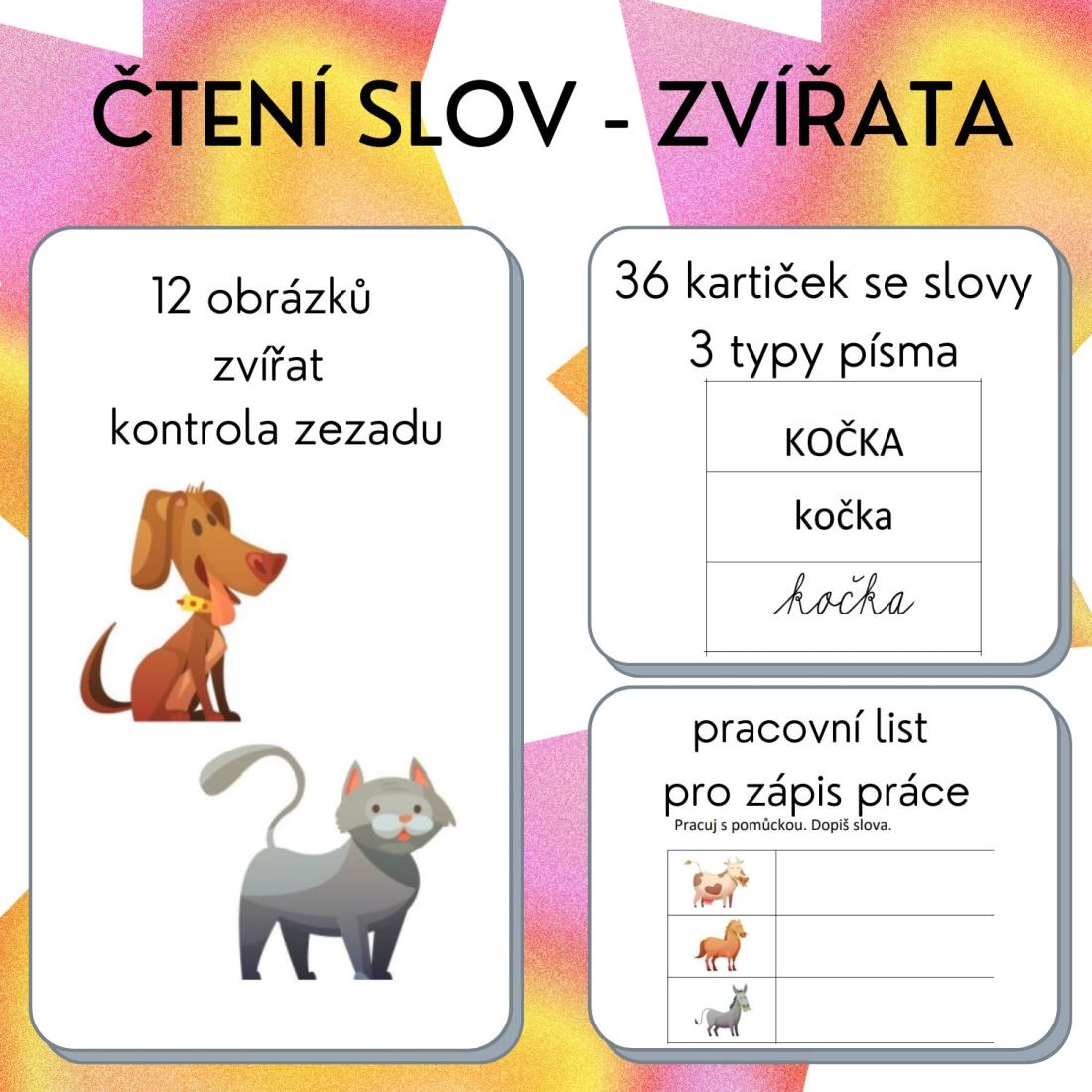 Čtení slov - zvířata | Učitelnice