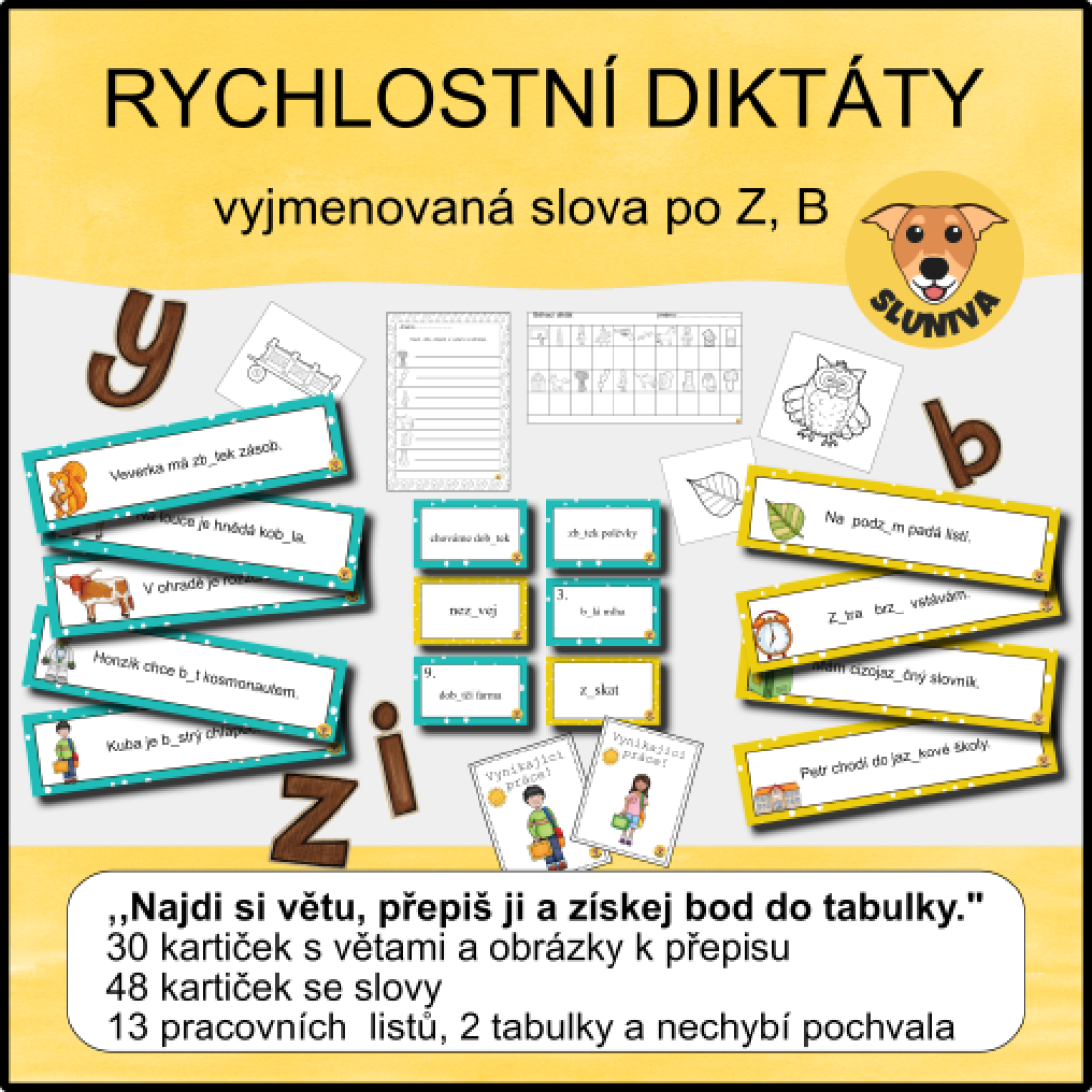 Rychlostní diktáty - vyjmenovaná slova po B a Z – Sluniva | Učitelnice