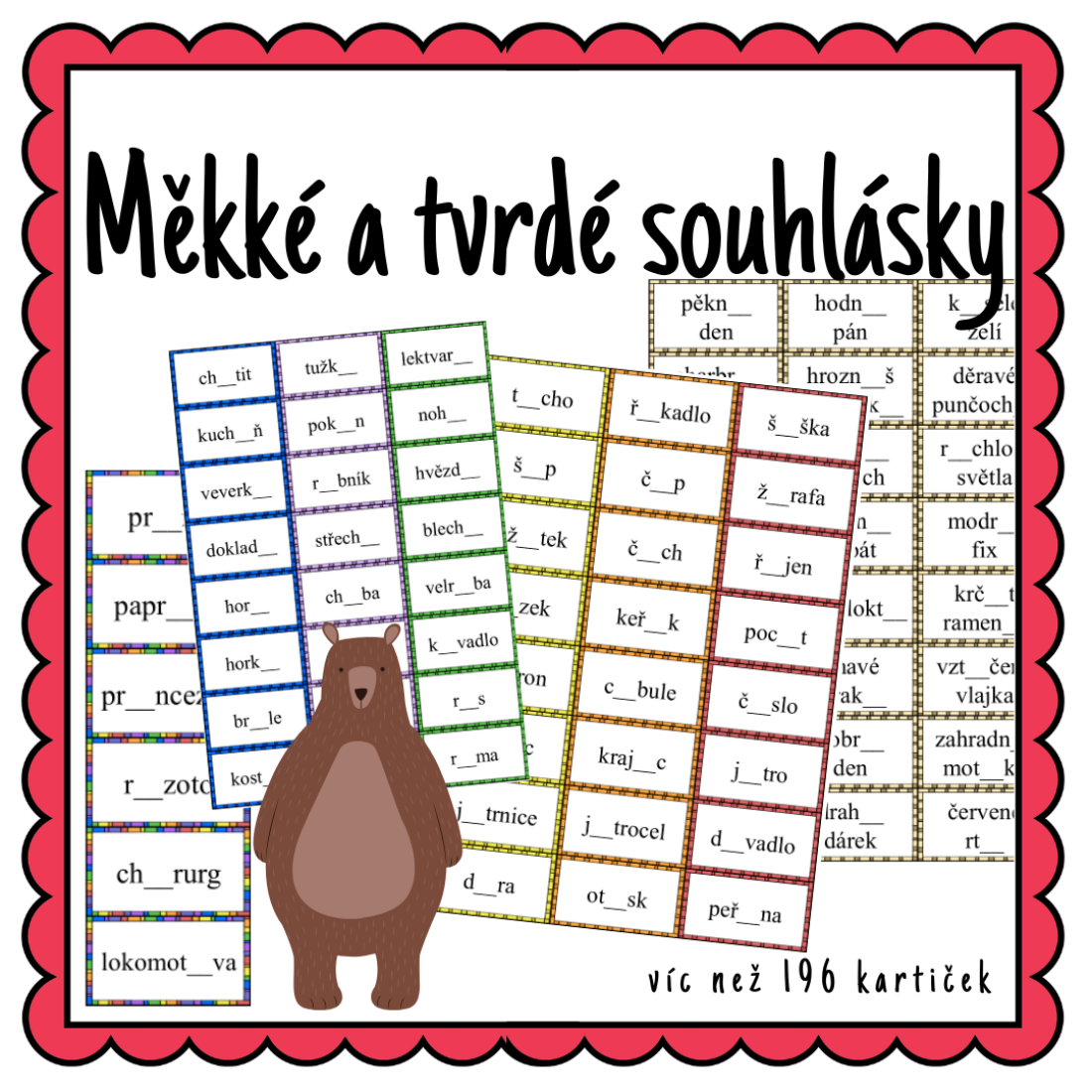Měkké a tvrdé souhlásky - kartičky se slovy | Učitelnice