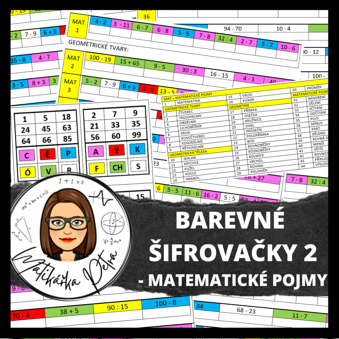 Barevné šifrovačky 2 - Matematické pojmy | Učitelnice