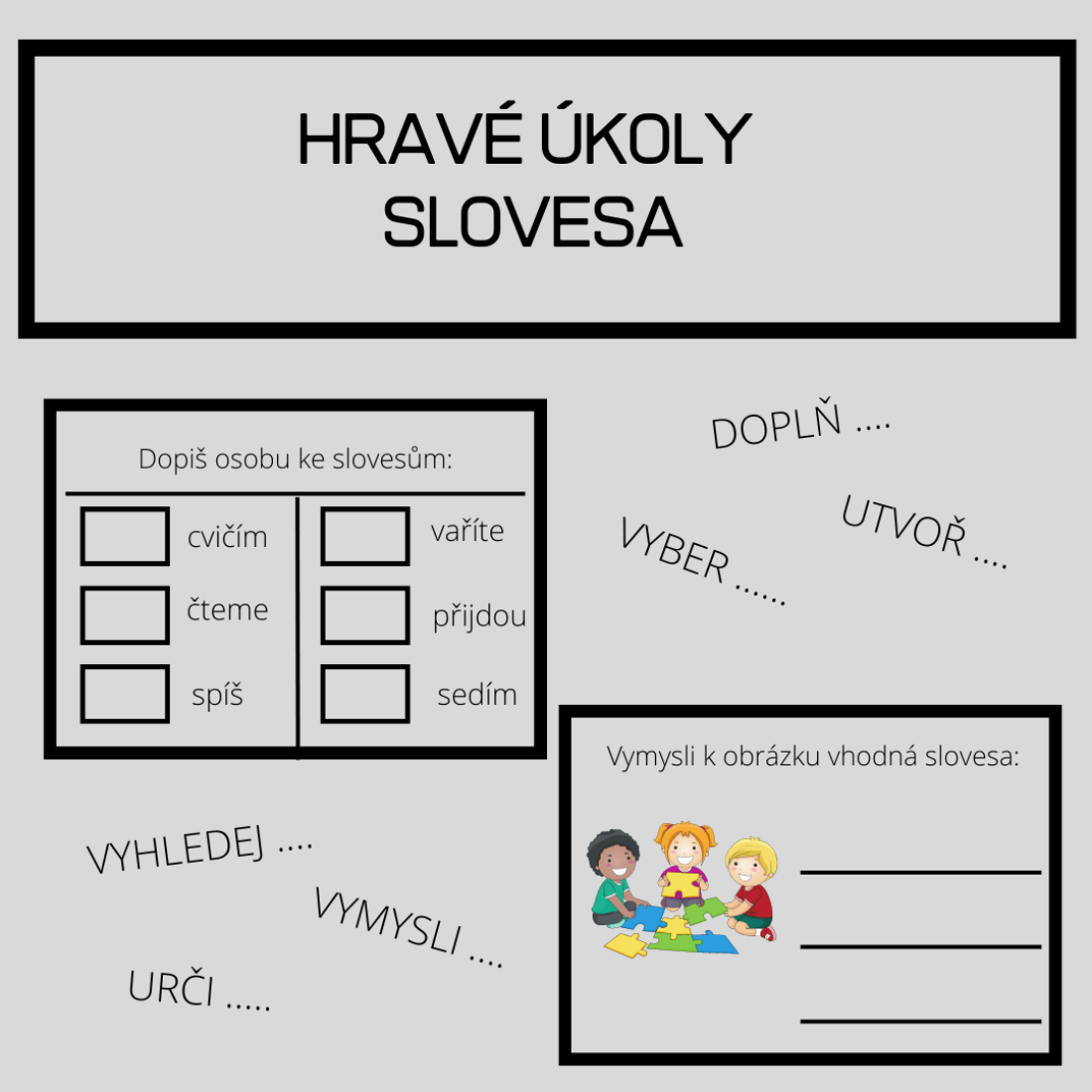 Materiál - SLOVESA - 24 karet s úkoly