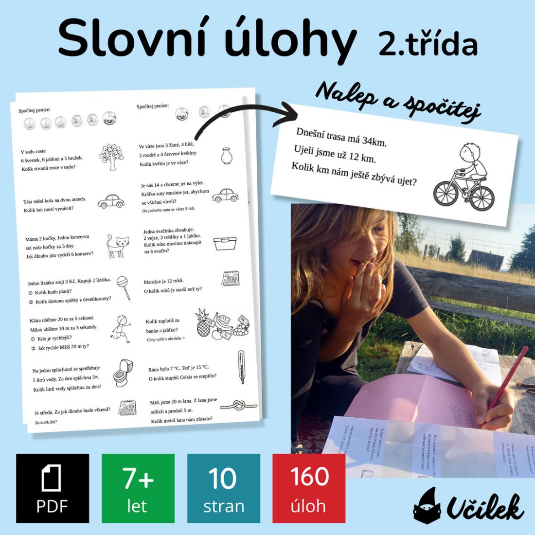 Slovní úlohy - nálepky - 2. třída | Učitelnice