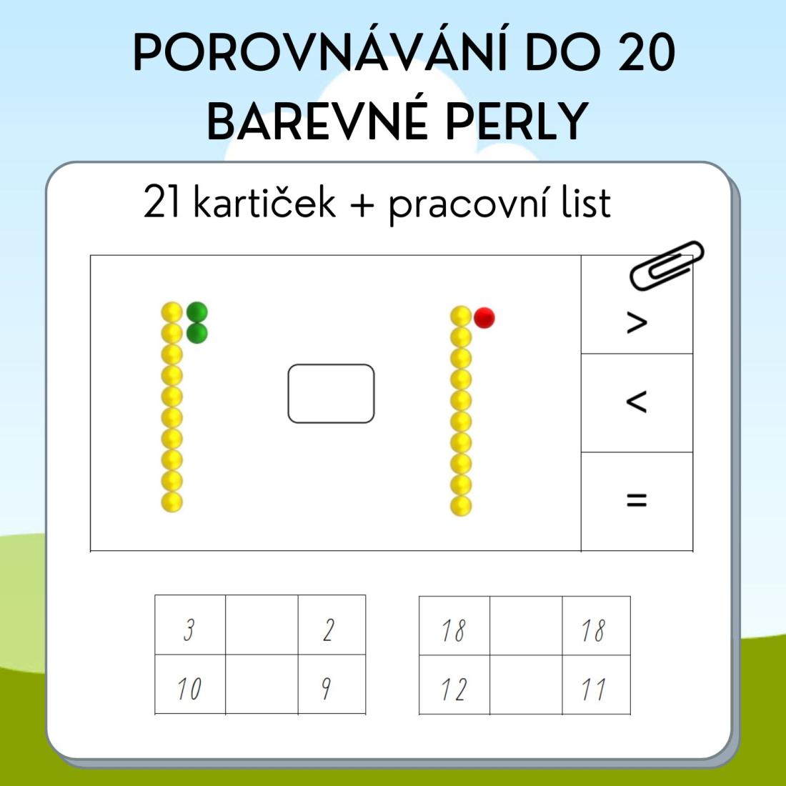 Porovnávání do 20 - barevné perly | Učitelnice