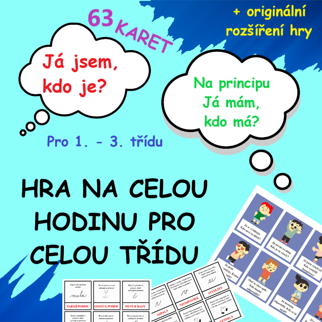 KARTY JÁ JSEM, KDO JE + ROZŠIŘUJÍCÍ HRA PRO TŘÍDU NA CELOU HODINU | Učitelnice