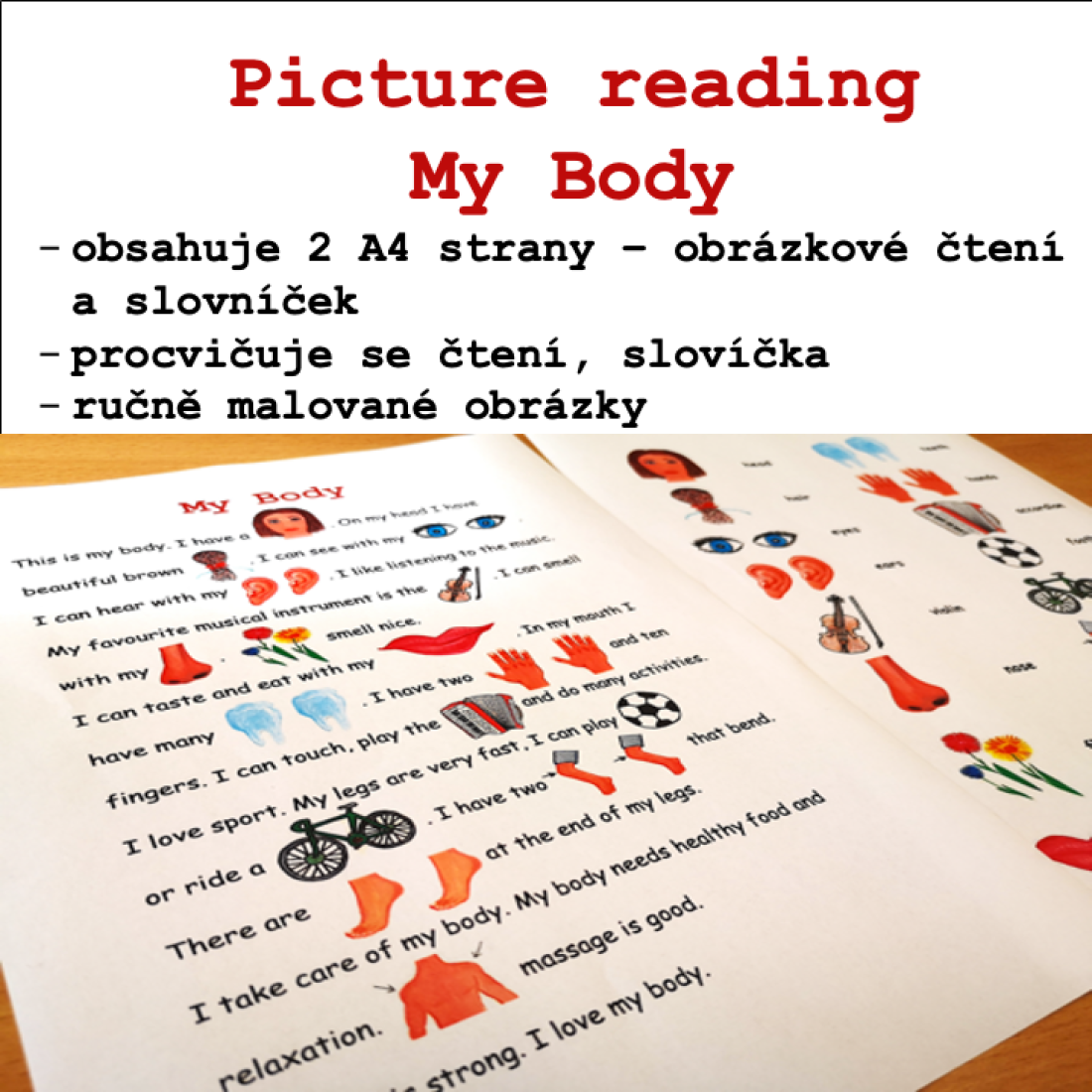 Picture reading My Body | Učitelnice