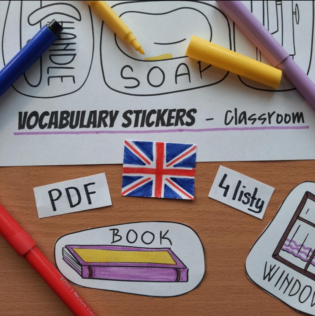 VOCABULARY STICKERS ENGLISH - Classroom A1-A2 | Učitelnice