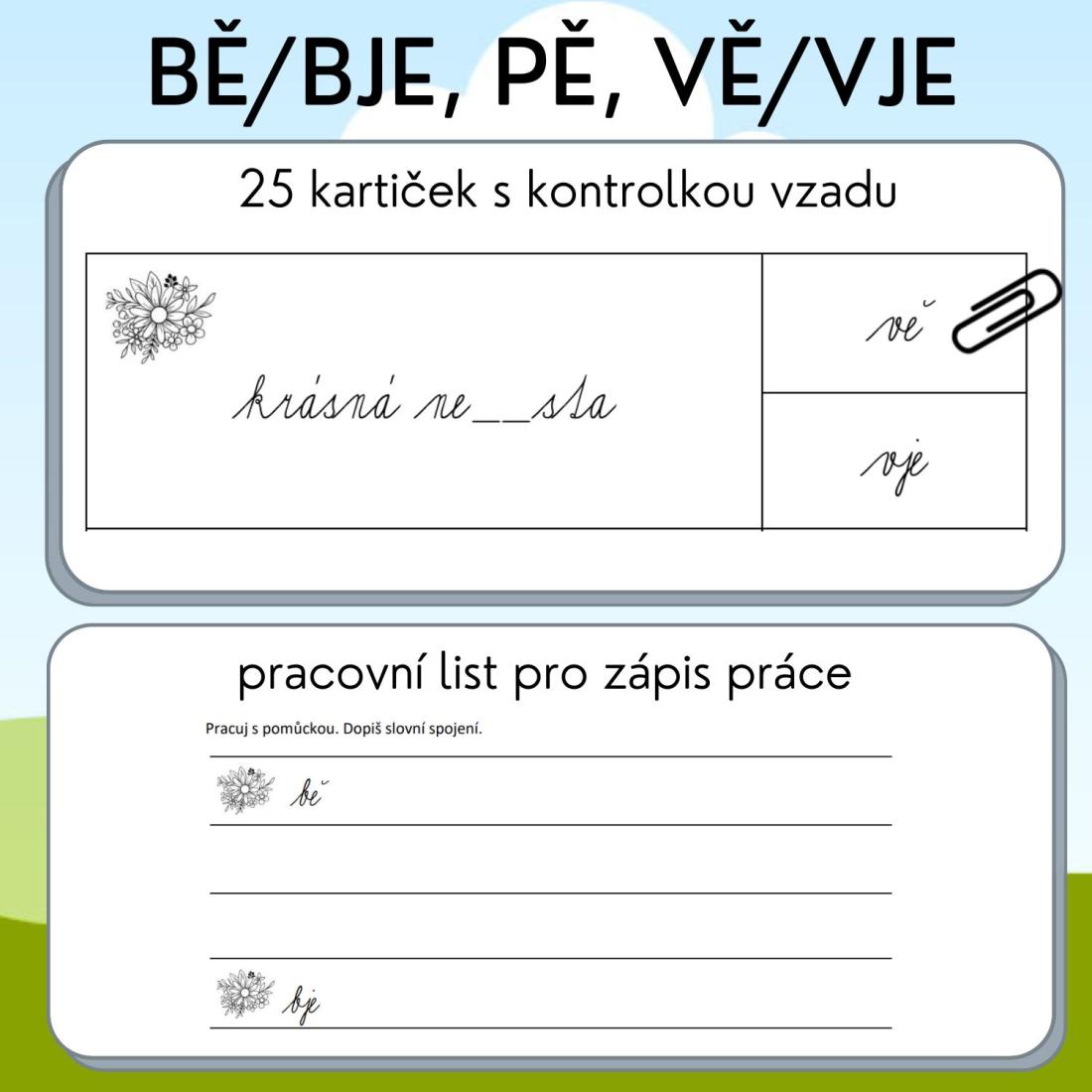 Psaní bě/bje, pě, vě/vje | Učitelnice