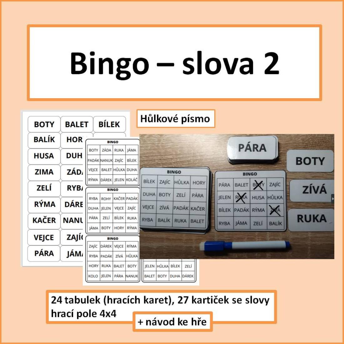 Bingo - slova 2 | Učitelnice