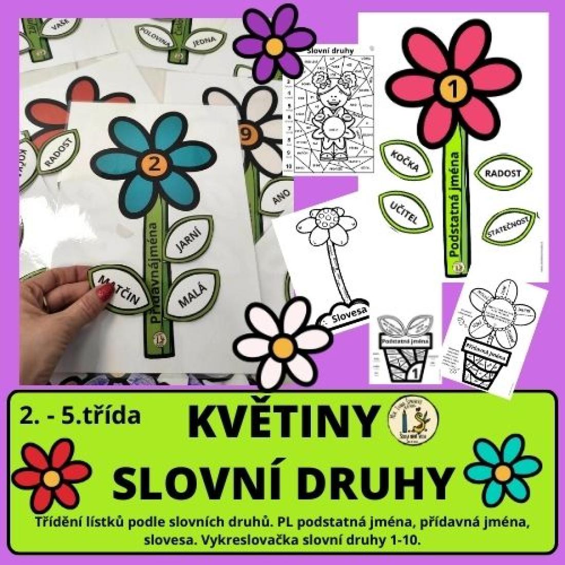 SLOVNÍ DRUHY - KVĚTINY | Učitelnice