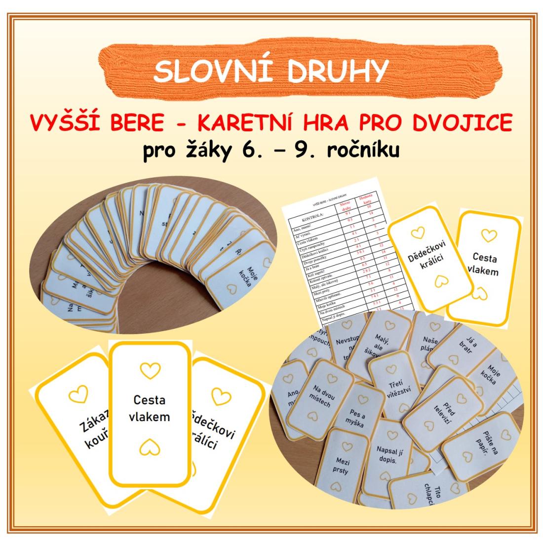Slovní druhy - karetní hra | Učitelnice