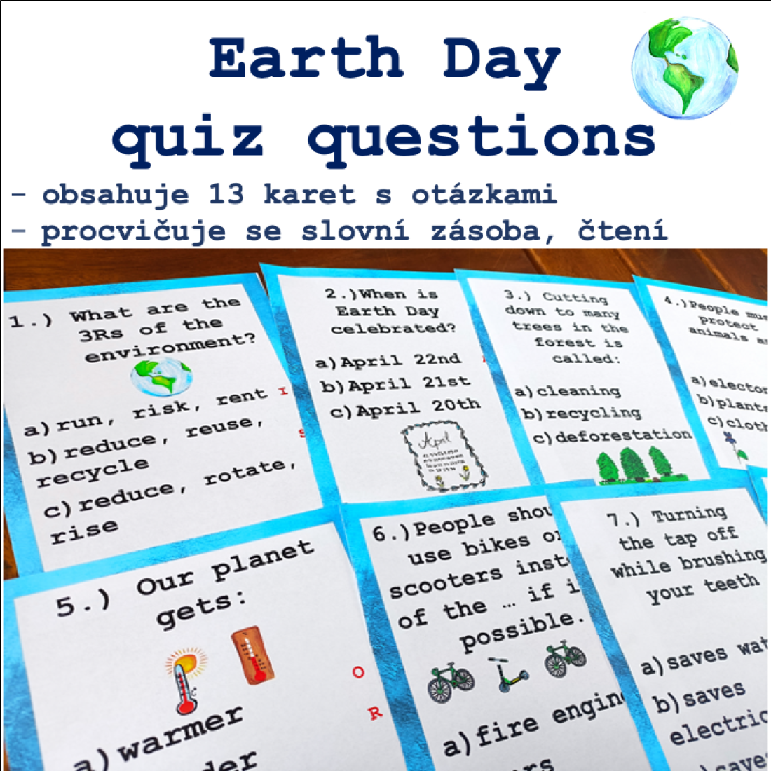 Earth Day - quiz questions | Učitelnice