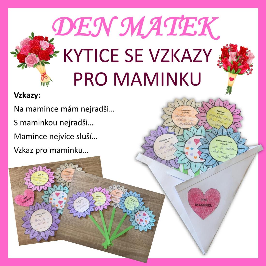 DEN MATEK - Kytice se VZKAZY pro MAMINKU | Učitelnice