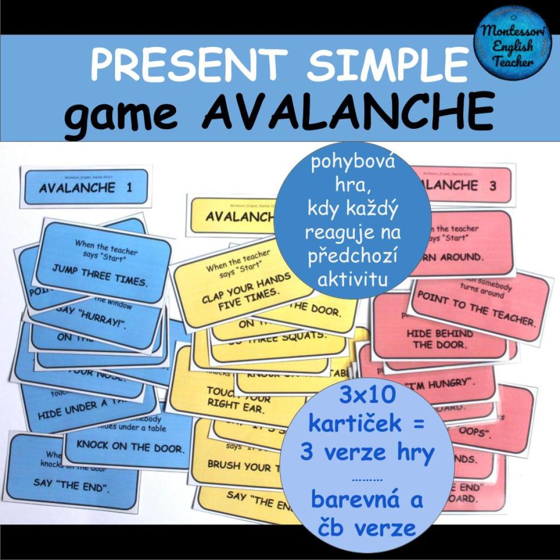 hra AVALANCHE (=lavina) - present simple | Učitelnice