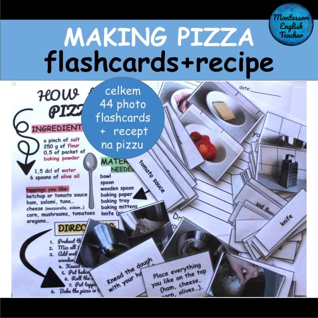 Making pizza - photo flashcards + recipe | Učitelnice