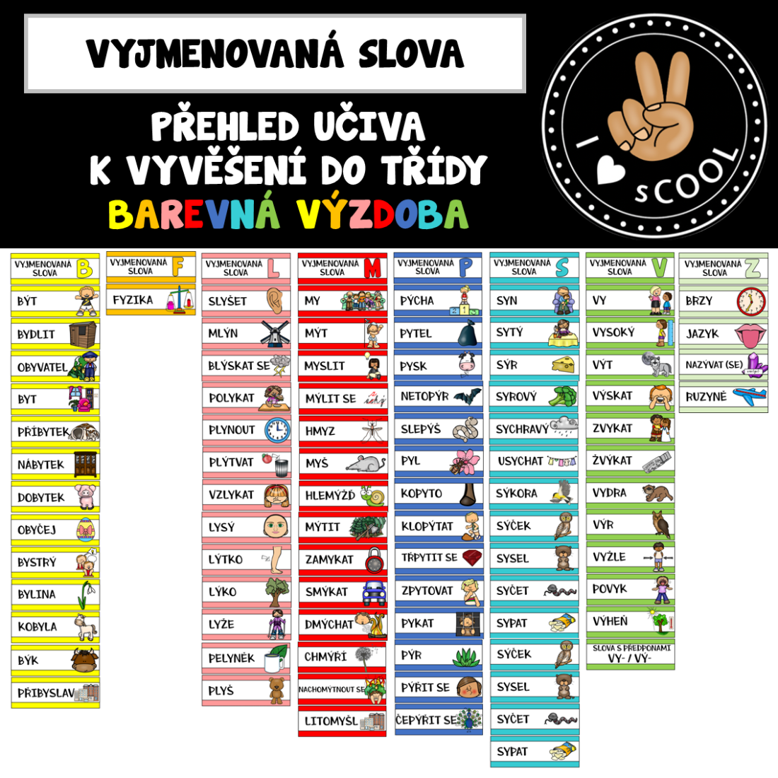 Vyjmenovaná slova - barevná výzdoba | Učitelnice