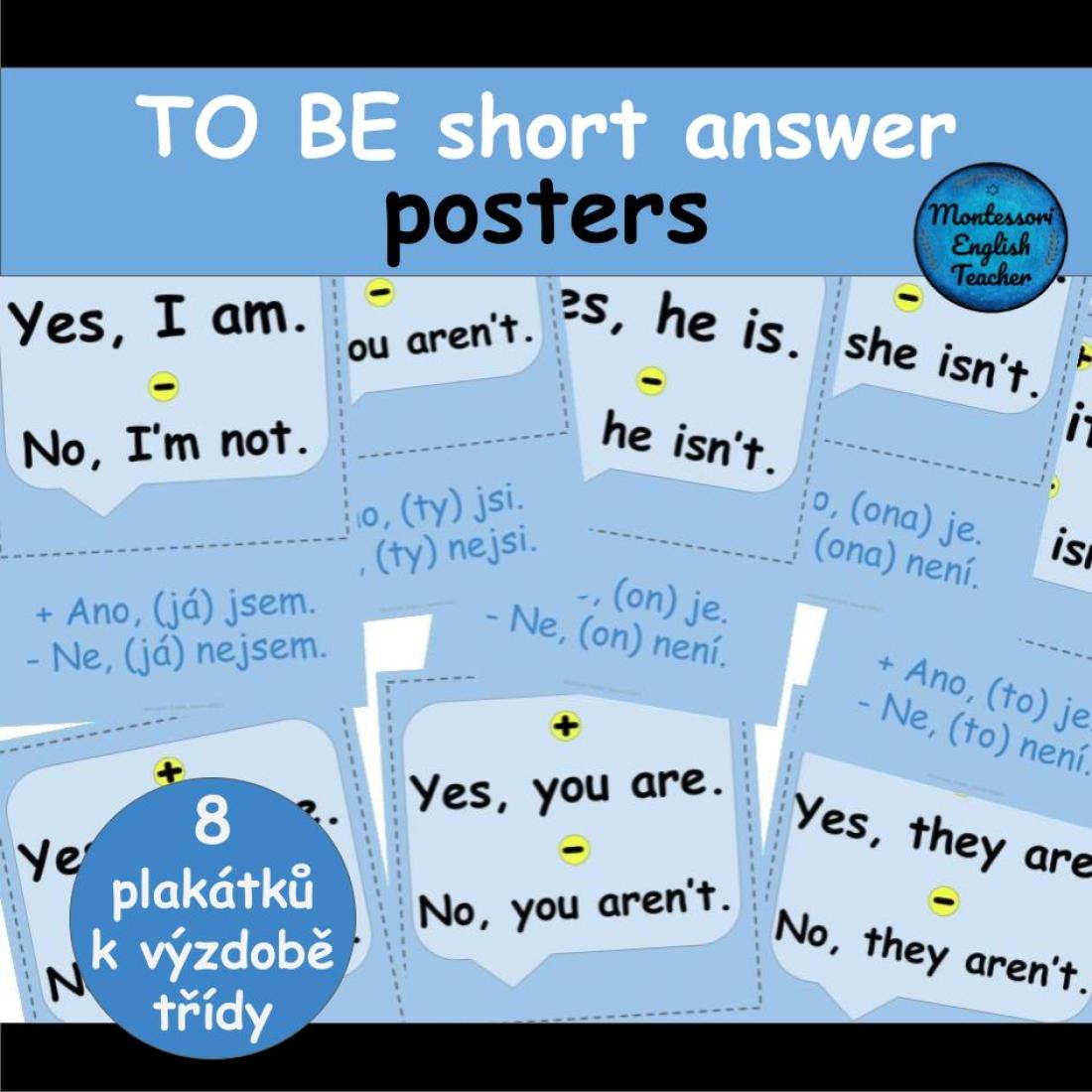 Materiál - verb to be (short answer) - POSTERS