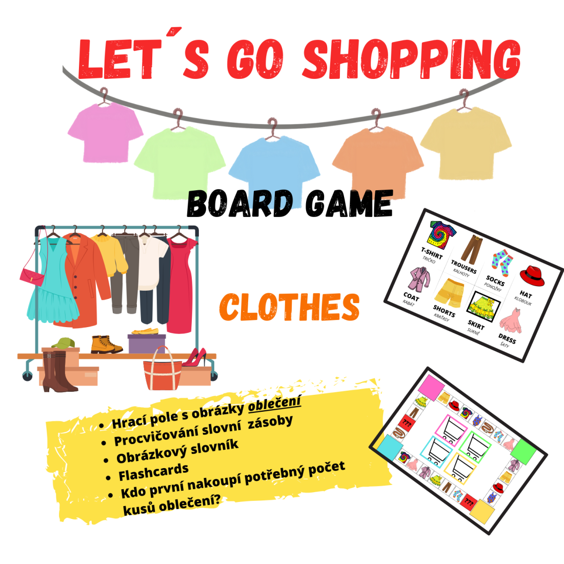 Materiál - Let´s go shopping - CLOTHES - board game