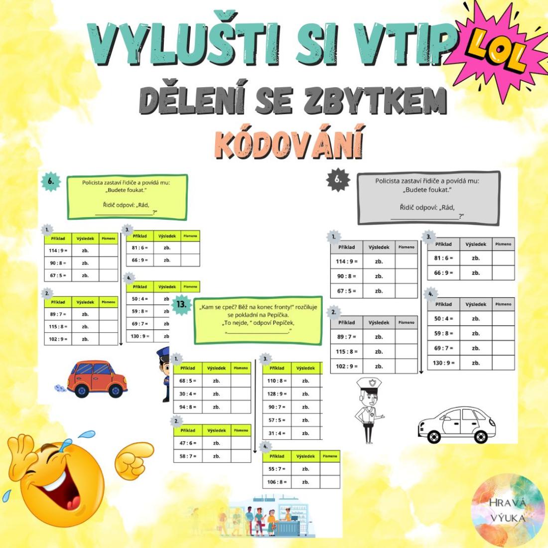 Vylušti si vtip - dělení se zbytkem | Učitelnice