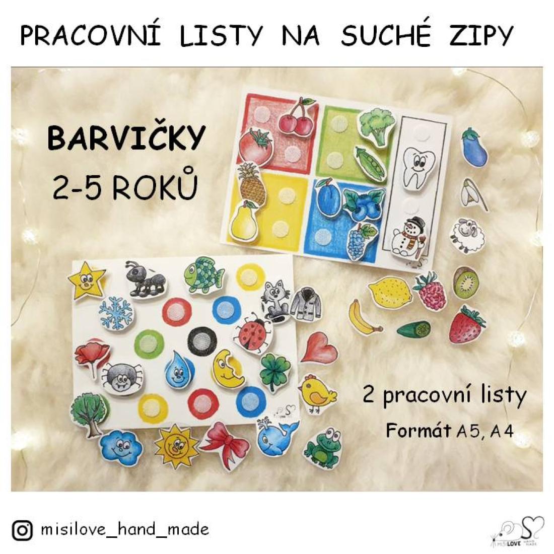 Pracovní list na suché zipy - BARVIČKY | Učitelnice