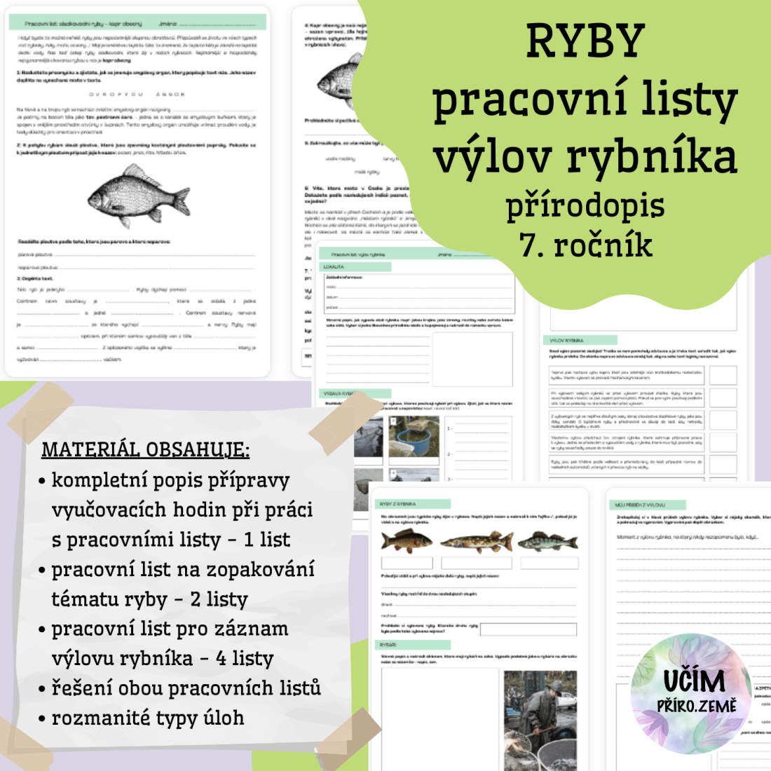 Materiál - Pracovní listy - sladkovodní ryby, výlov rybníka