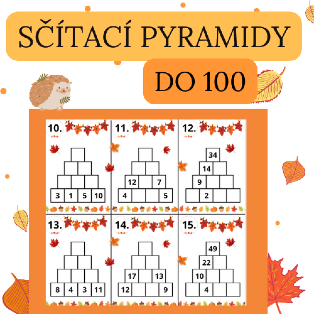 Podzimní sčítací pyramidy (+,- do 100) | Učitelnice