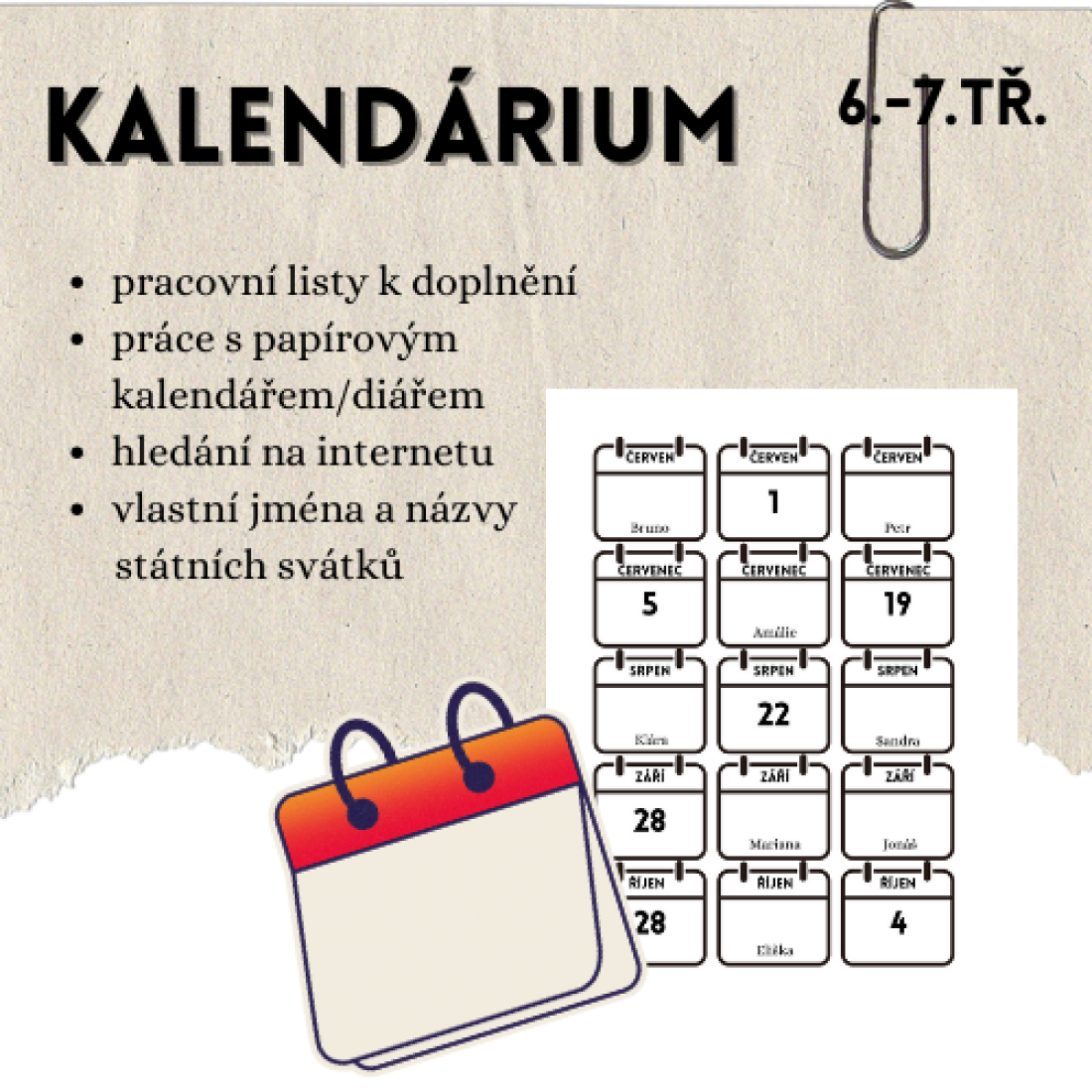 Kalendárium - vlastní jména v kalendáři | Učitelnice