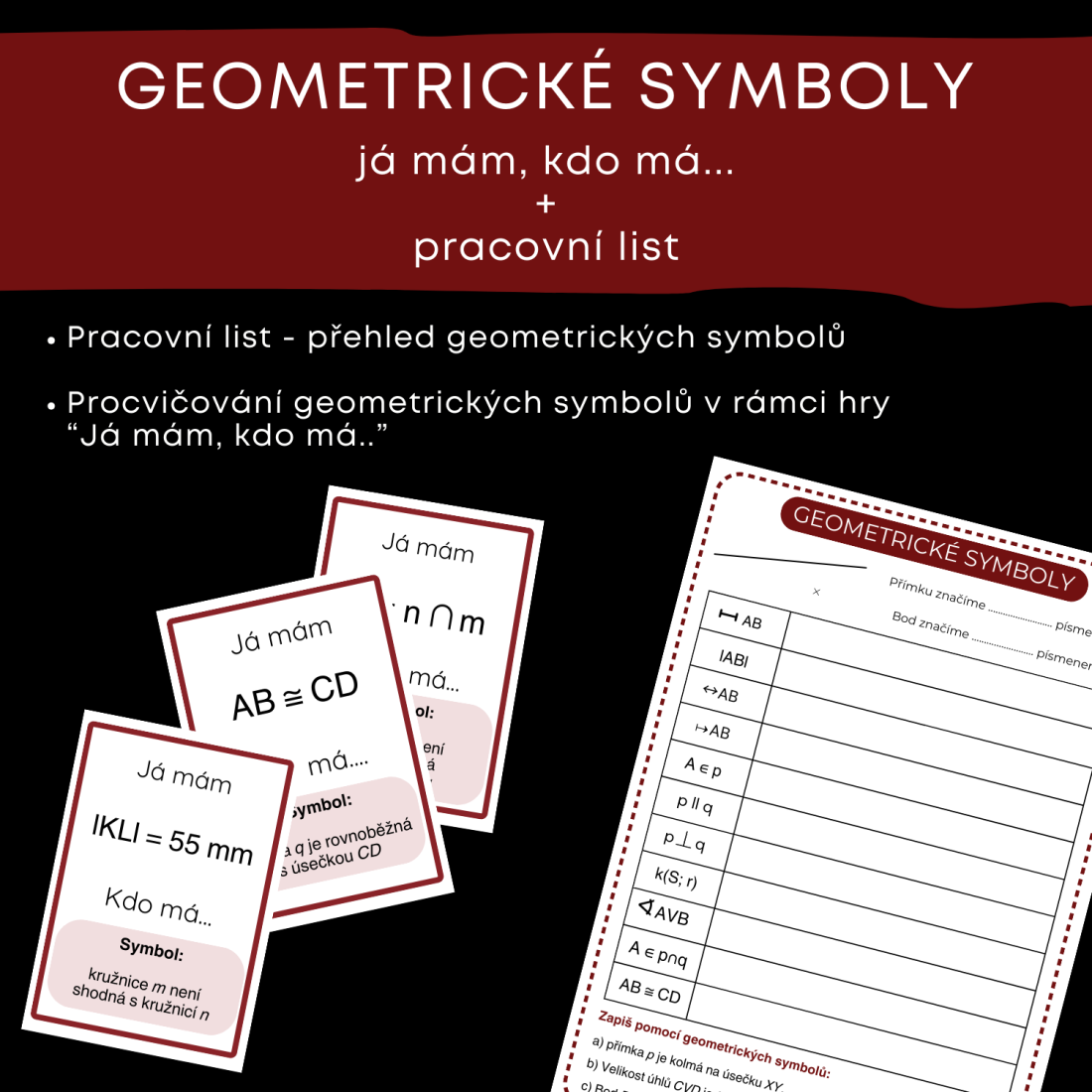 Geometrické symboly - pracovní list + "Já mám, kdo má.." | Učitelnice