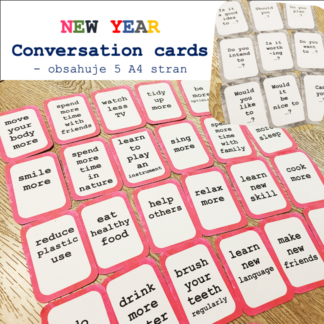 Materiál - New Year - conversation cards