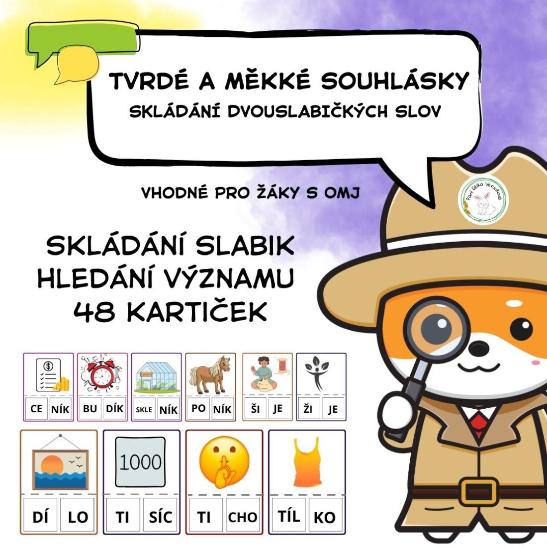 Tvrdé a měkké souhlásky ve dvouslabičných slovech | Učitelnice