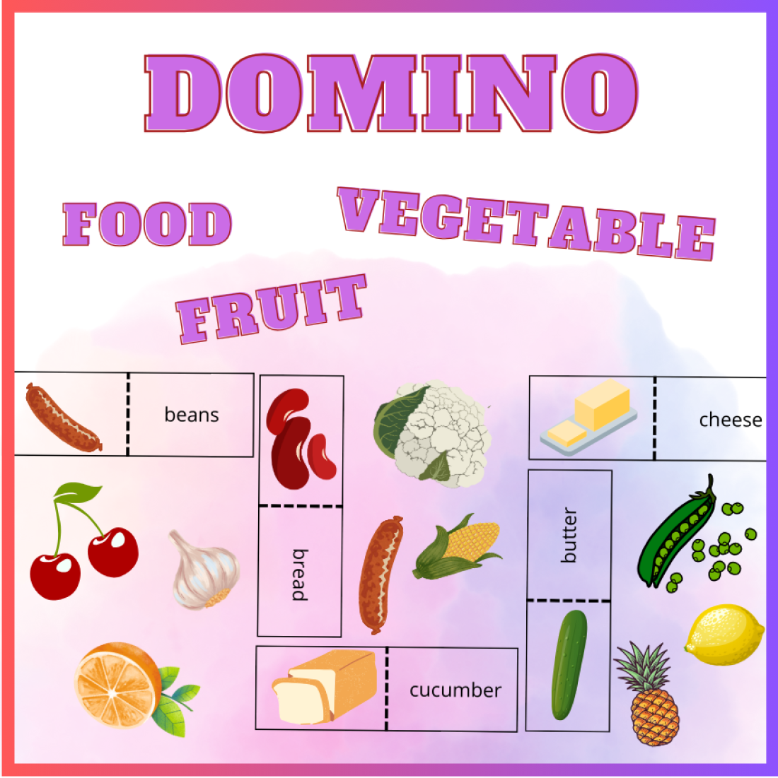 Domino - food, vegetable, fruit | Učitelnice