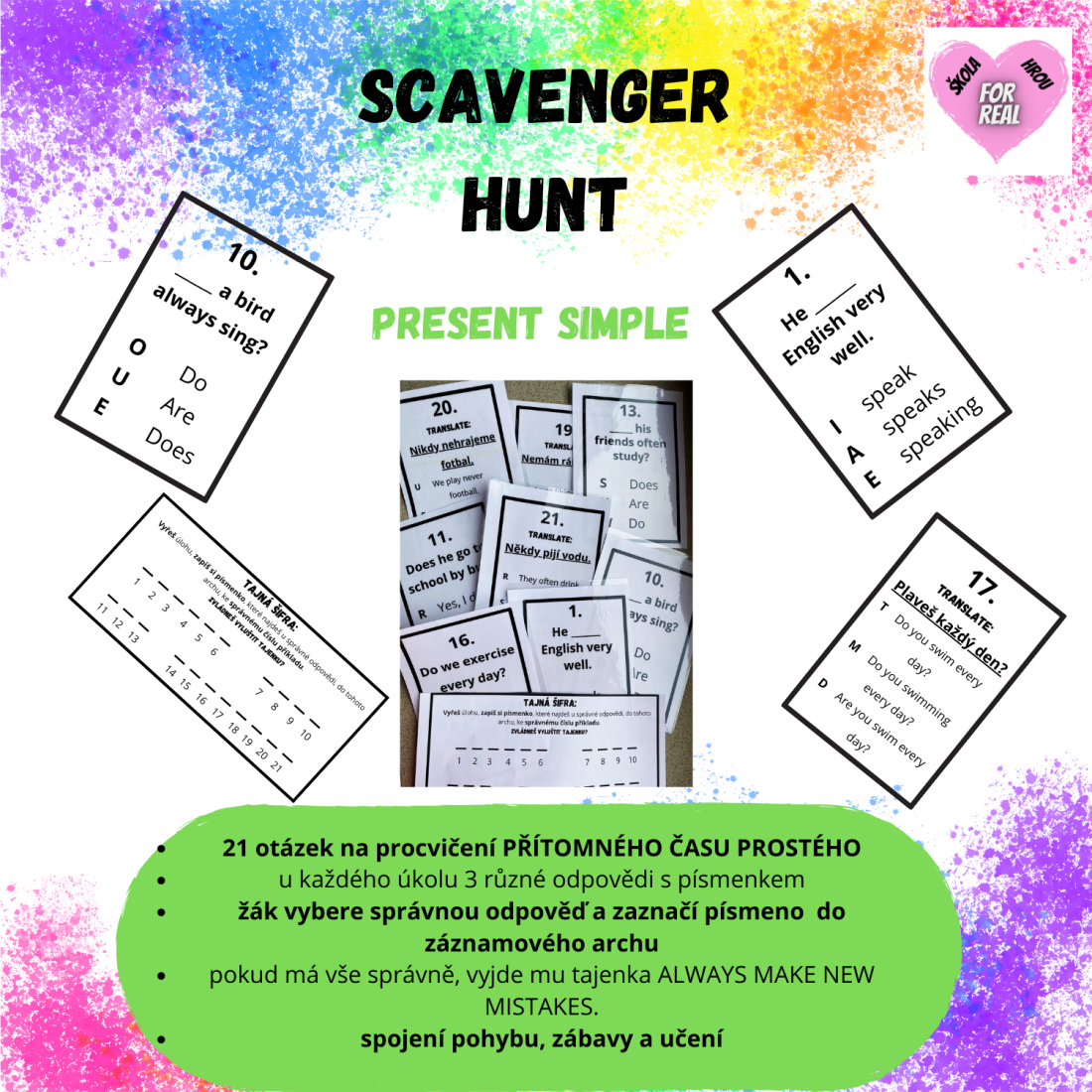 Scavenger hunt - present simple | Učitelnice