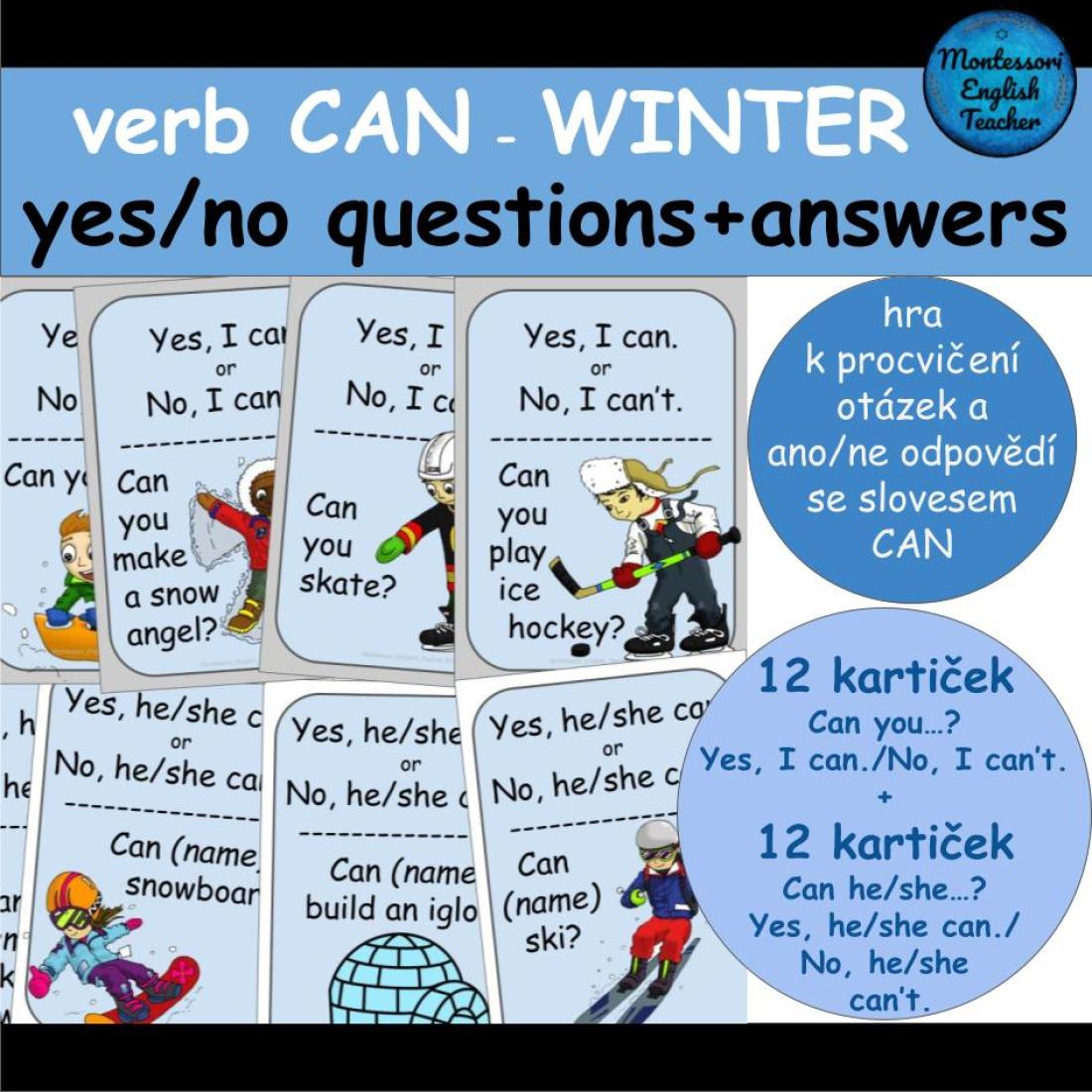 WINTER - slov. CAN - yes/no questions+answers - GAME | Učitelnice