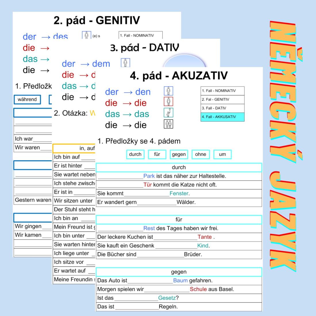 Německý jazyk: GENITIV + DATIV + AKUZATIV | Učitelnice