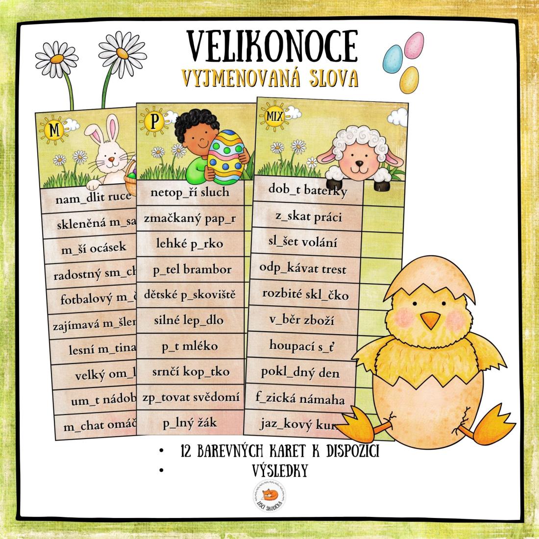 Procvičování vyjmenovaných slov - Velikonoce | Učitelnice