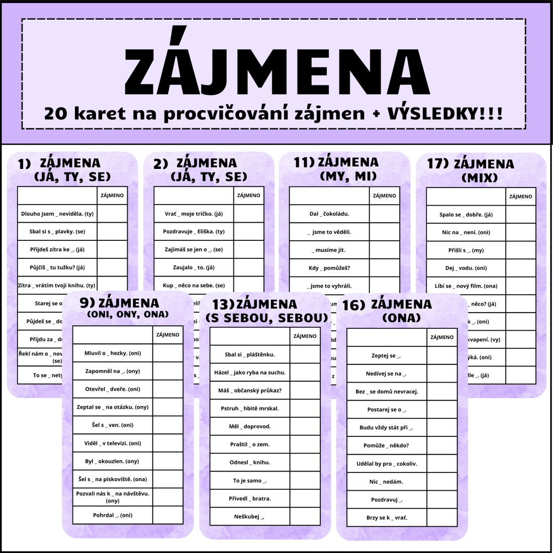 Zájmena | Učitelnice
