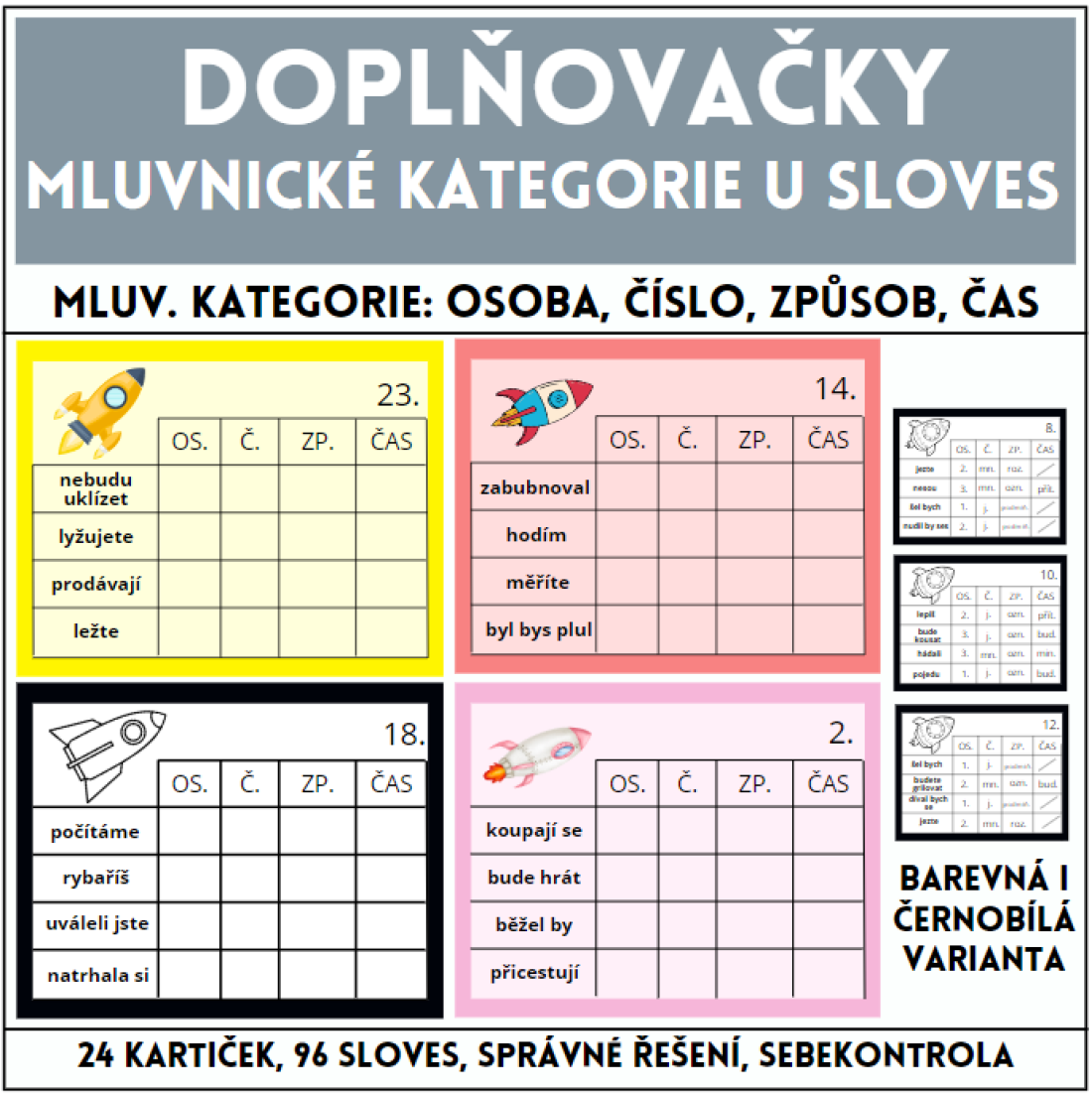 Mluvnické kategorie sloves - doplňovačky | Učitelnice