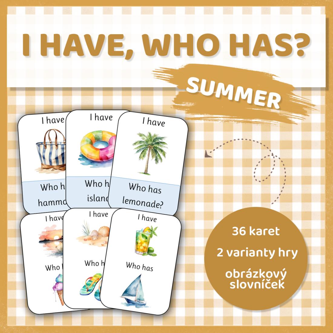 Kartičky I HAVE, WHO HAS? - SUMMER | Učitelnice