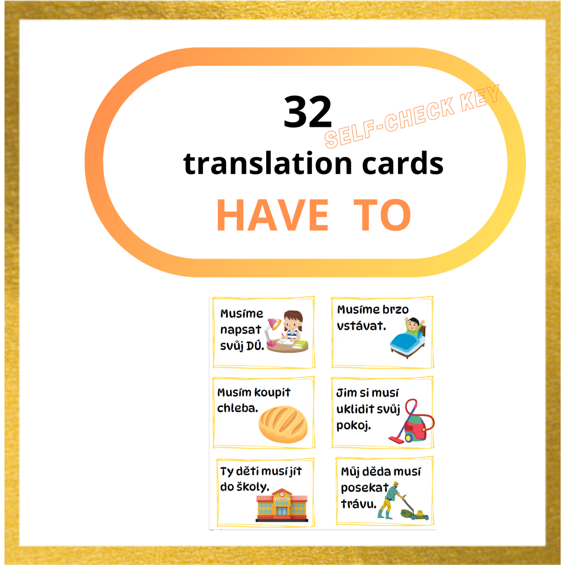 Materiál - Translation cards & have to