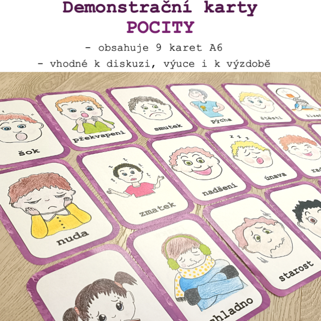 Materiál - Pocity, emoce - demonstrační karty